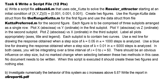 Write a script file a6task6.m that uses ode_Kutta to | Chegg.com
