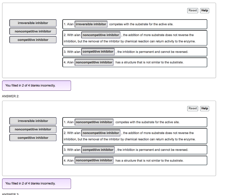 Solved Reset Help irreversible inhibitor 1. A/an | Chegg.com