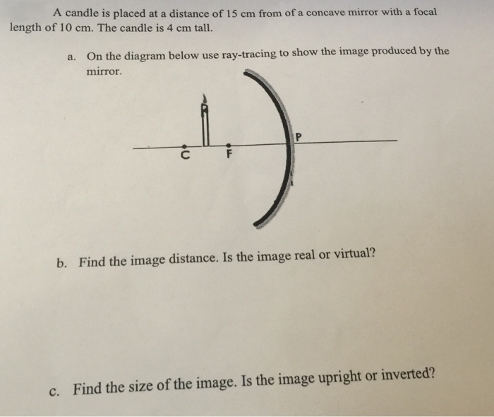 Solved A candle is placed at a distance of 15 cm from of a | Chegg.com