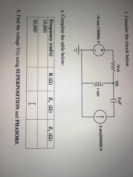 Solved Consider the circuit below. Complete the table | Chegg.com