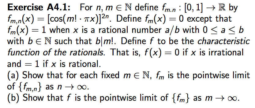 Solved Exercise A4.1 For n, m E N define fm.:[0,1] -R by | Chegg.com