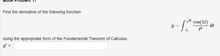 Solved Find the derivative of the following function y = | Chegg.com