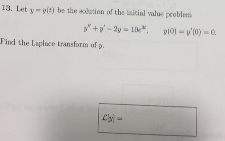Solved Let y - y(t) be the solution of the initial value | Chegg.com