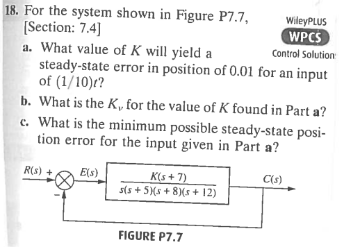 Solved: For The System Shown In Figure P7.7 What Value Of ... | Chegg.com