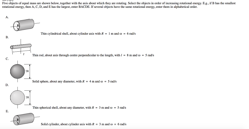 Solved Five objects of equal mass are shown below, together | Chegg.com