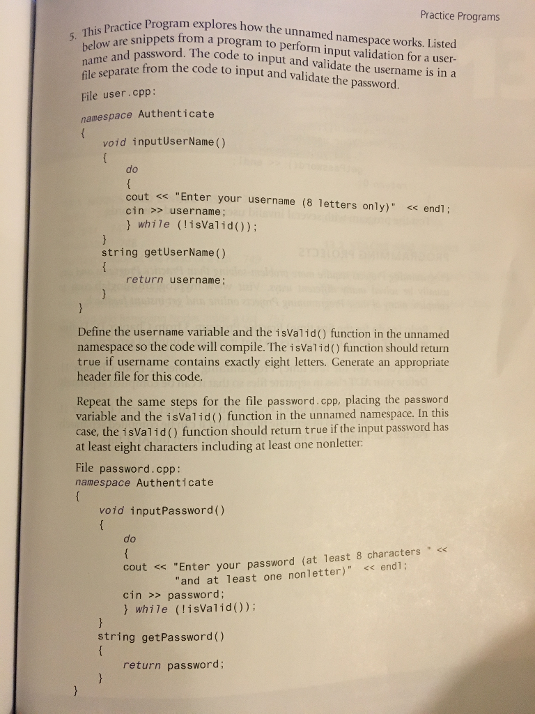 Solved Program explores how the unnamed namespace works. | Chegg.com