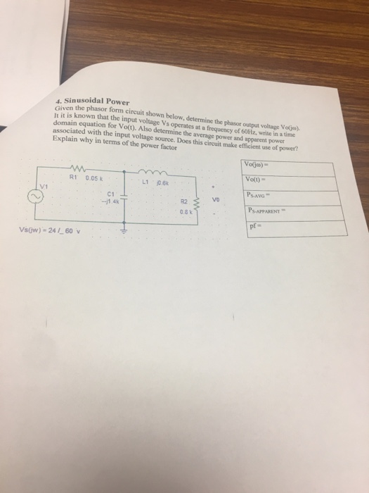 Solved Given the phasor form circuit shown below, determine | Chegg.com Solved Given the phasor form circuit shown below, determine | Chegg.com