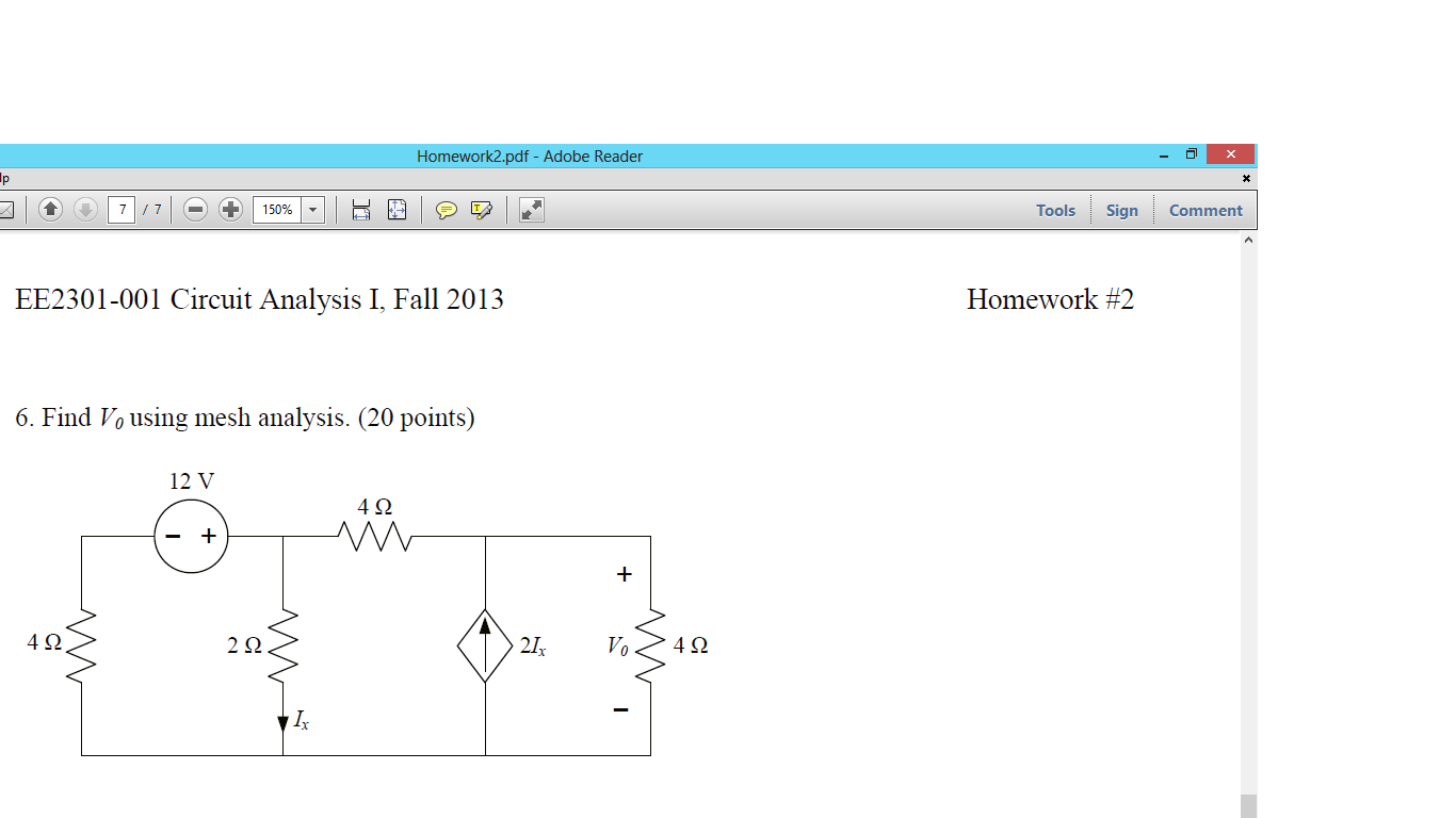 Solved Find V0 Using Mesh Analysis 