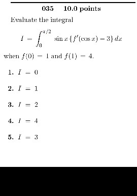Solved Evaluate the integral I = integral^pi/2_0 sin x {f' | Chegg.com
