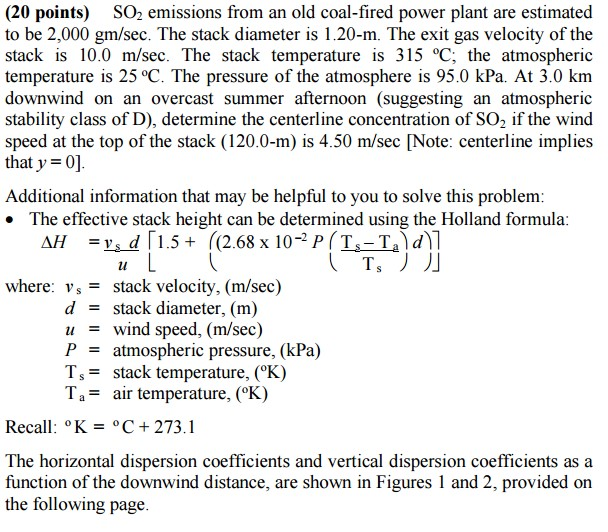 Solved SO_2 emissions from an old coal-fired power plant are | Chegg.com