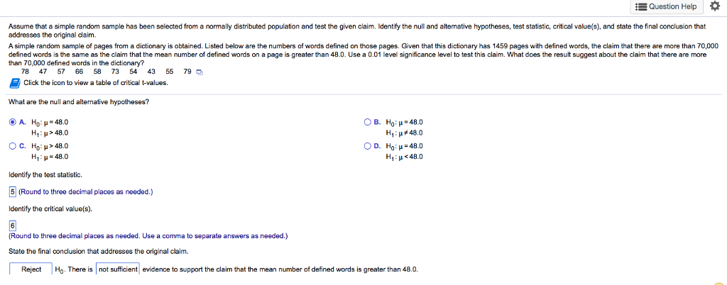 Solved Question Help . Assume that a simple random sample | Chegg.com