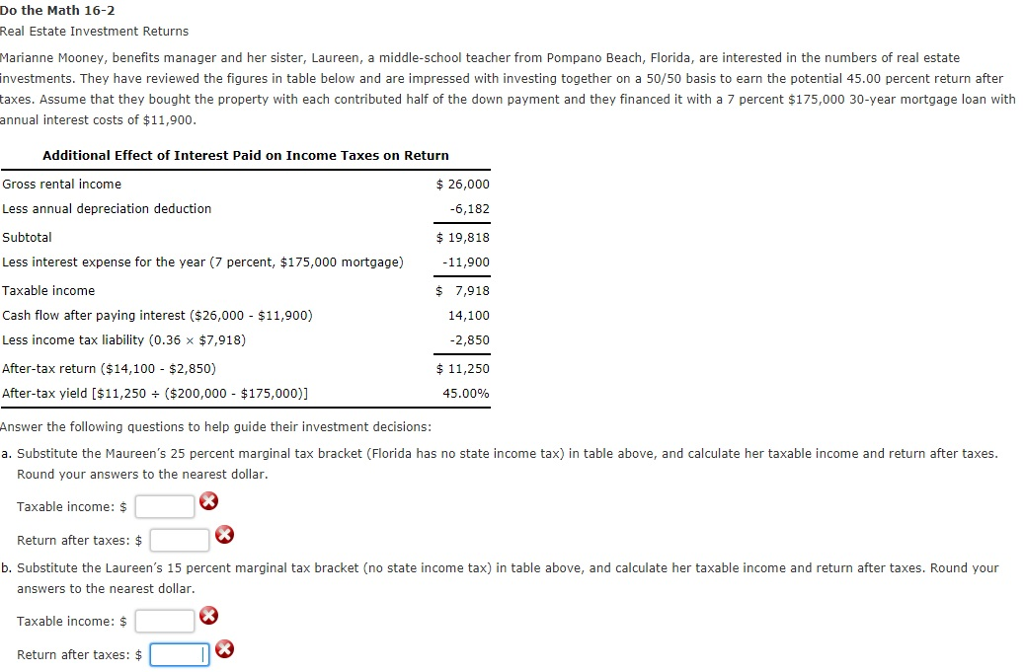 Solved Do the Math 16-2 Real Estate Investment Returns | Chegg.com