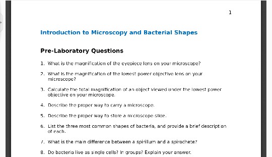 Solved Introduction to Microscopy and Bacterial Shapes | Chegg.com