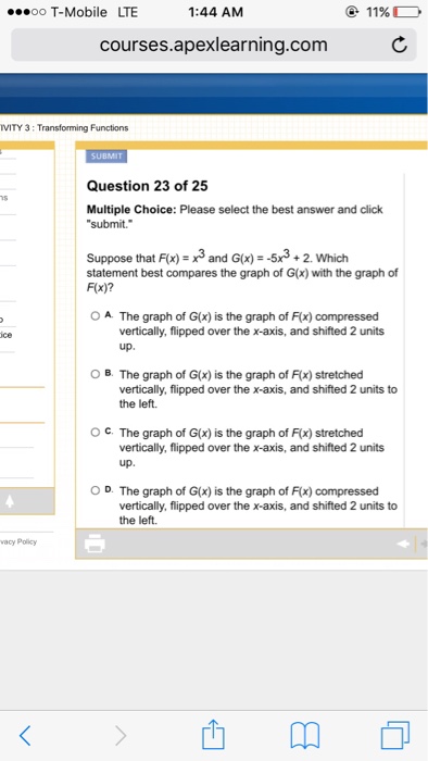 Solved Multiple Choice: Suppose that F(x) = x^3 and G(x) = | Chegg.com