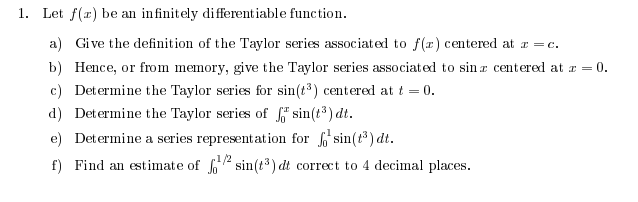 Solved 1 Let F X Be An Infinitely Differentiable Function