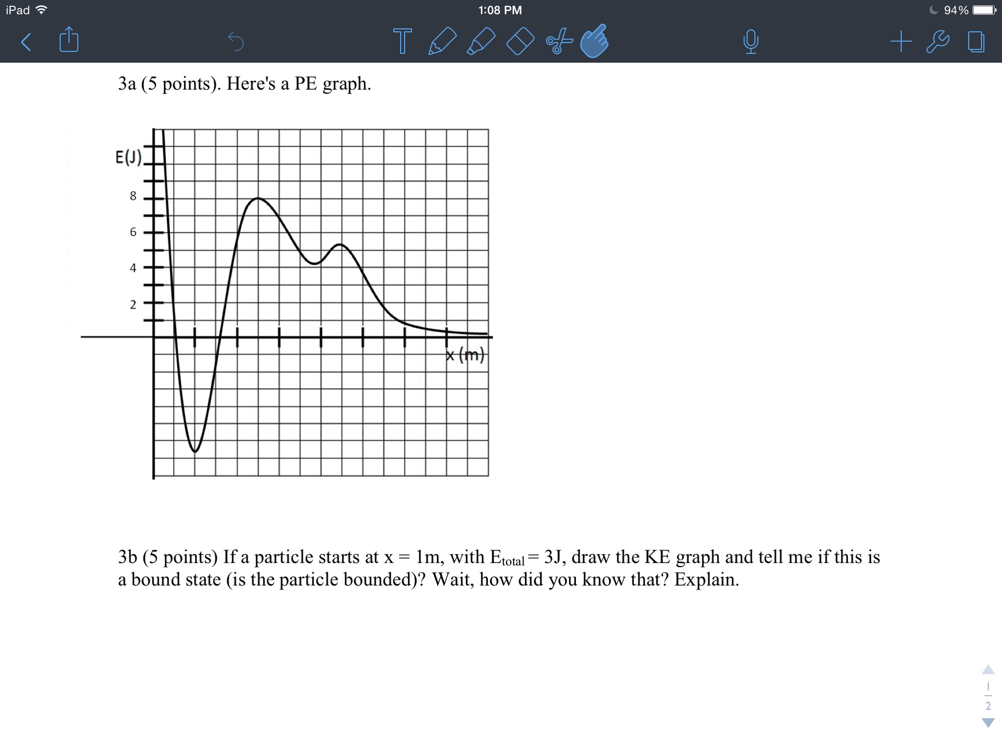 Solved Drawing the KE graph on a PE graph and figuring out | Chegg.com