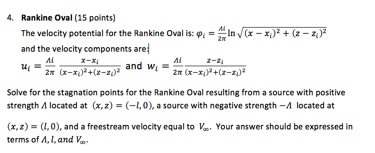 Solved Rankine Oval (15 points) The velocity potential for | Chegg.com