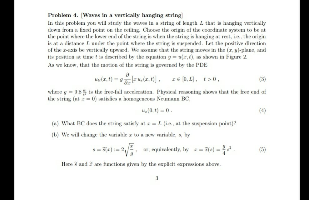Problem 4. Waves in a vertically hanging string In | Chegg.com