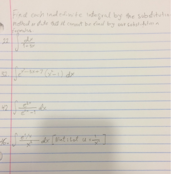 Solved Find each indefinite integral by the substitution | Chegg.com