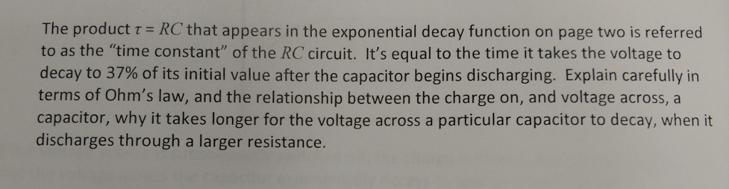 Solved The product ?= RC that appears in the exponential | Chegg.com
