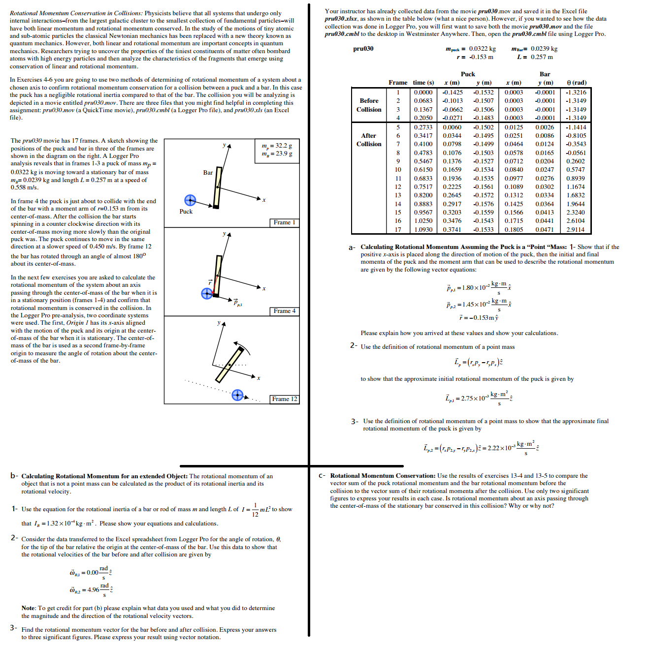 Rotational Momentum Conservation in Collisions: | Chegg.com