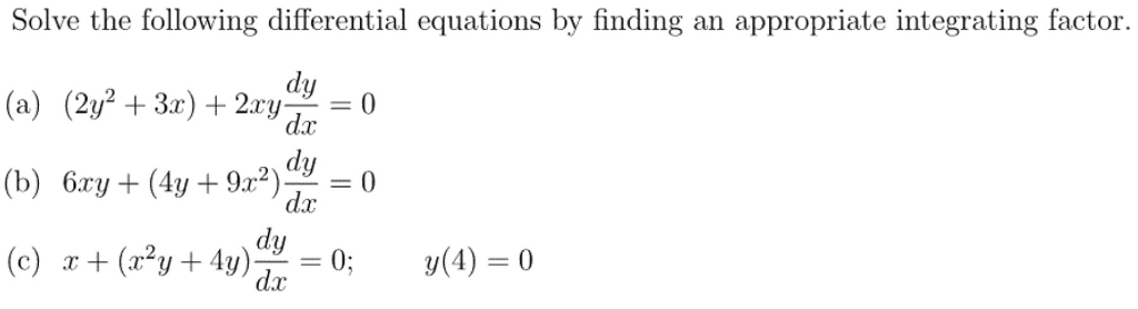 Solved Solve the following differential equations by finding | Chegg.com