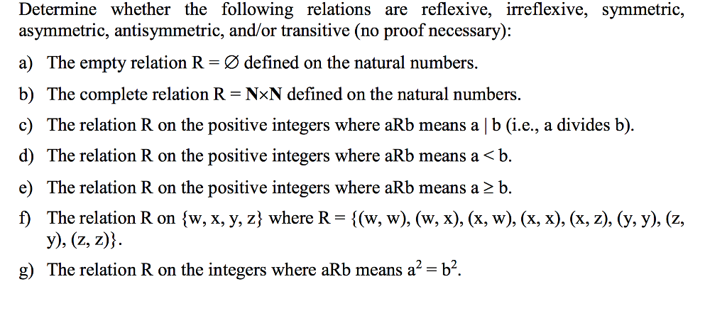 Solved Determine whether the following relations are | Chegg.com
