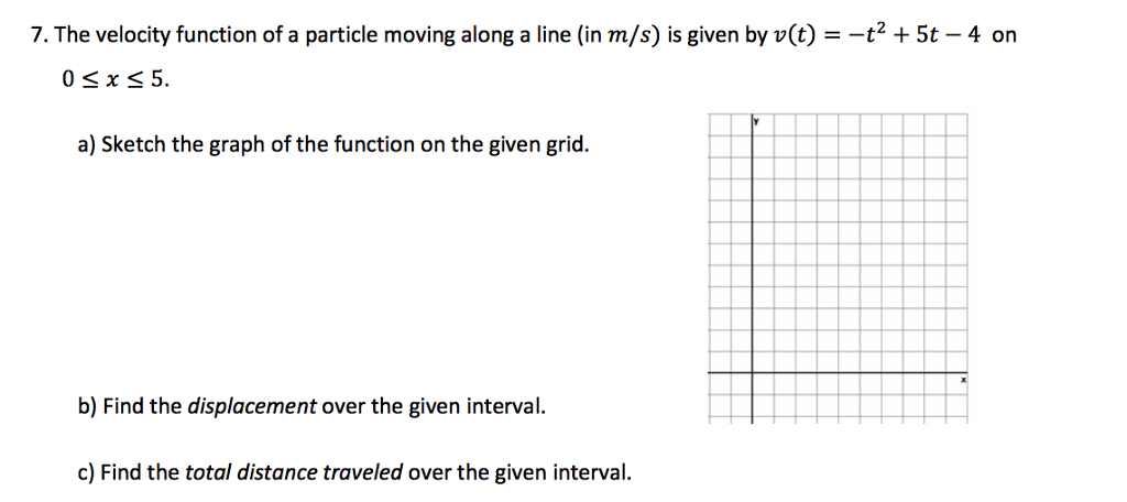 Solved 7. The velocity function of a particle moving along a | Chegg.com