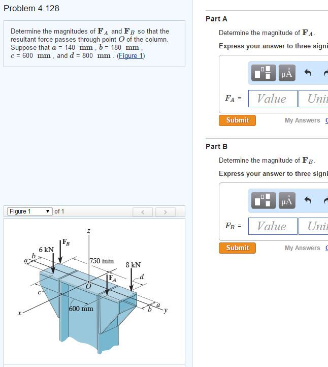 Solved Determine the magnitudes of FA and FB so that the | Chegg.com