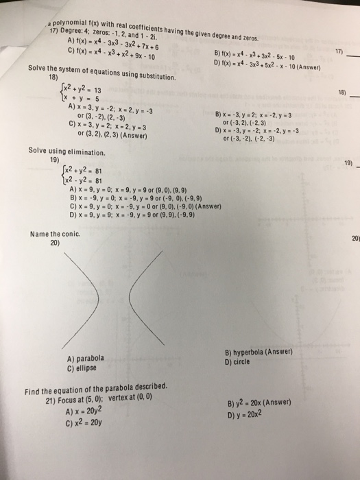 Solved A polynomial f(x) with real coefficients having the | Chegg.com