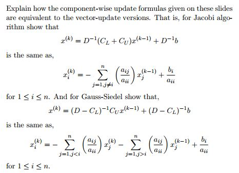 Explain how the component-wise update formulas given | Chegg.com