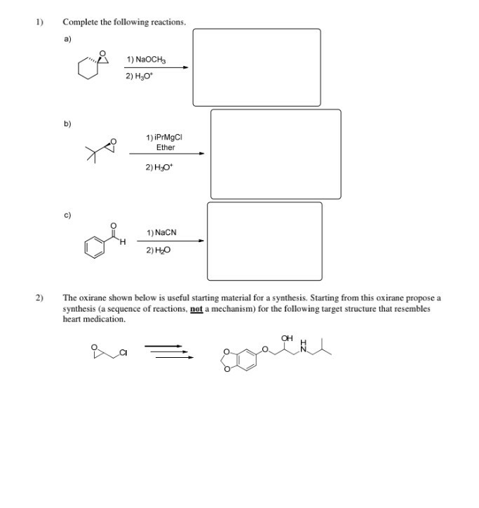 Solved 1) Complete the following reactions a) b) 1)iPrMgCl | Chegg.com