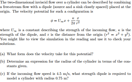 Solved The two-dimensional inviscid flow over a cylinder can | Chegg.com