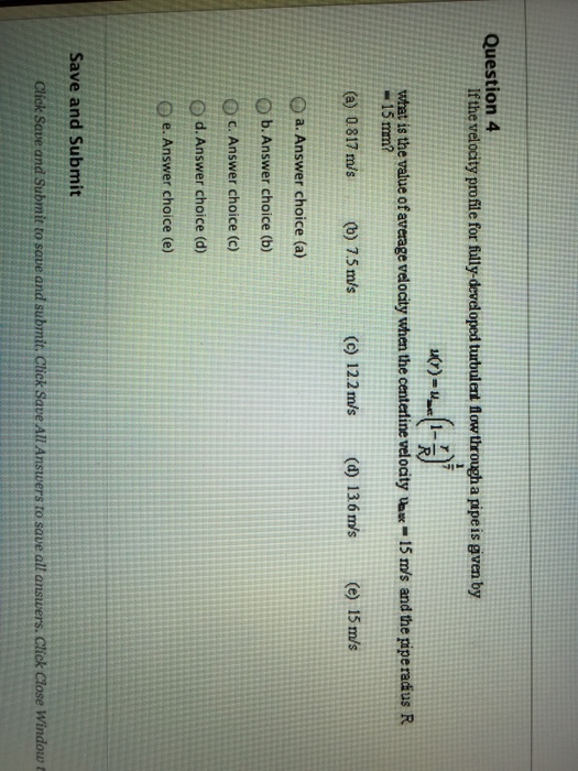 Solved If the velocity profile for fully-developed turbulent | Chegg.com