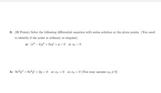 Solved 3: (30 Points) Solve the following differential | Chegg.com