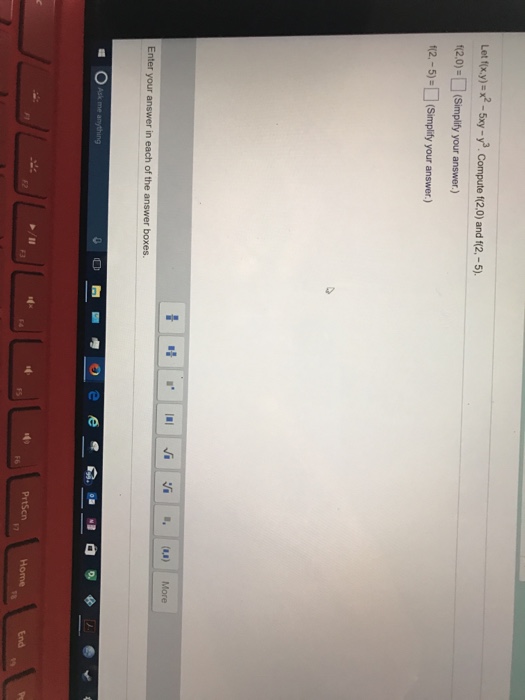 Solved Let f(x, y) = x^2 - 5xy - y^3. Compute f(2, 0) and | Chegg.com
