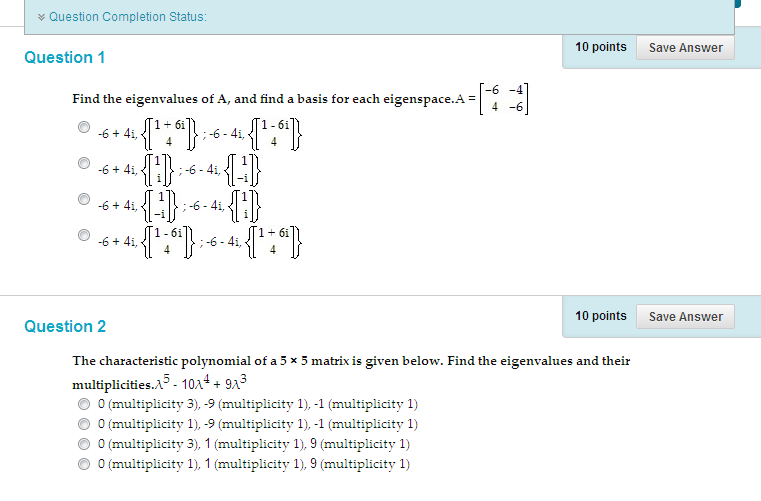 Solved Find the eigenvalues of A, and find a basis for each | Chegg.com