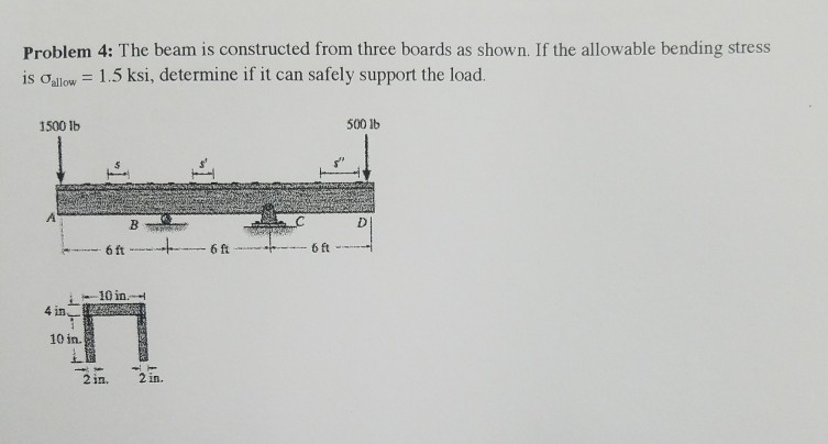 Solved The beam is constructed from three boards as shown. | Chegg.com