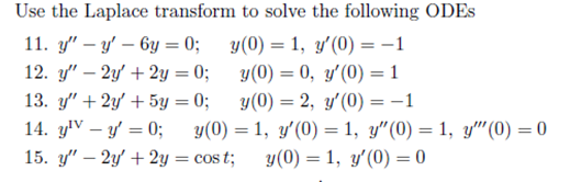Solved Use the Laplace transform to solve the following ODEs | Chegg.com