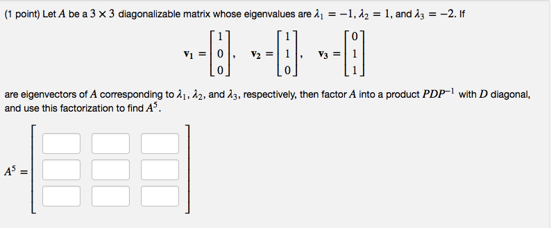 Solved 1 Point Let A Be A 3 × 3 Diagonalizable Matrix 