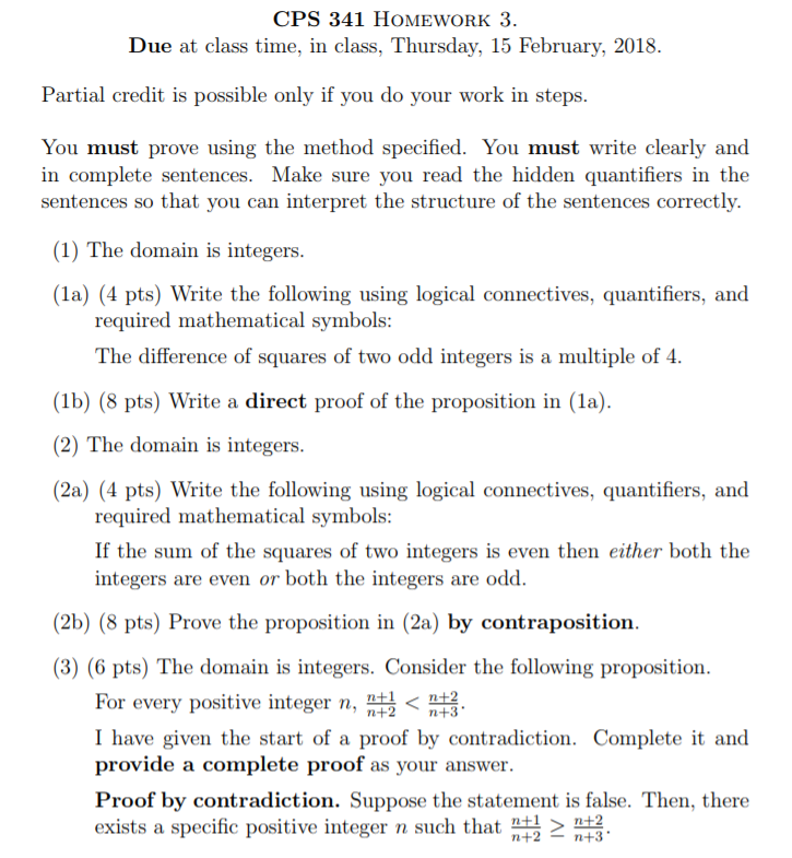 Solved CPS 341 HOMEWORK 3. Due at class time, in class, | Chegg.com Solved CPS 341 HOMEWORK 3. Due at class time, in class, | Chegg.com