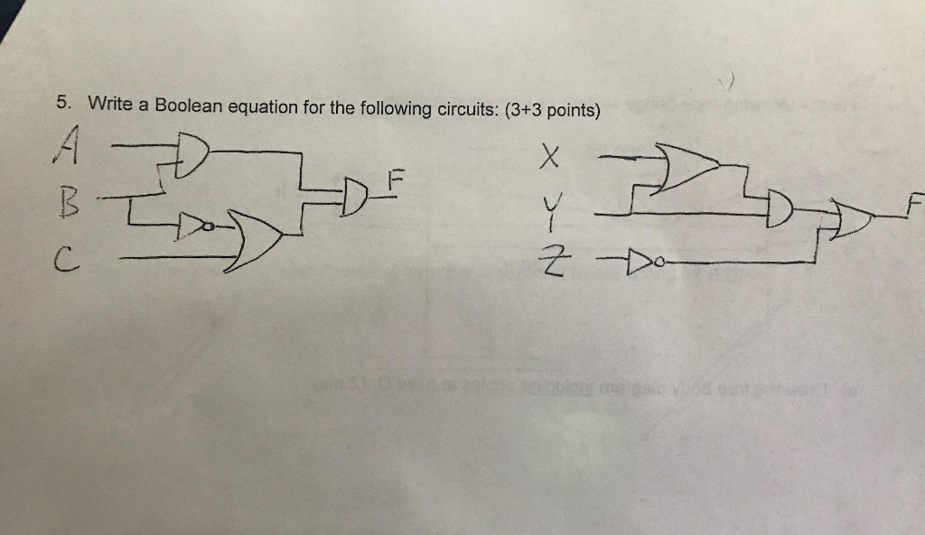 Solved 5. Write a Boolean equation for the following | Chegg.com
