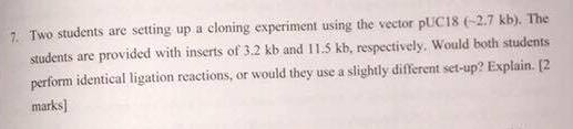 Solved Two students are setting up a cloning experiment | Chegg.com