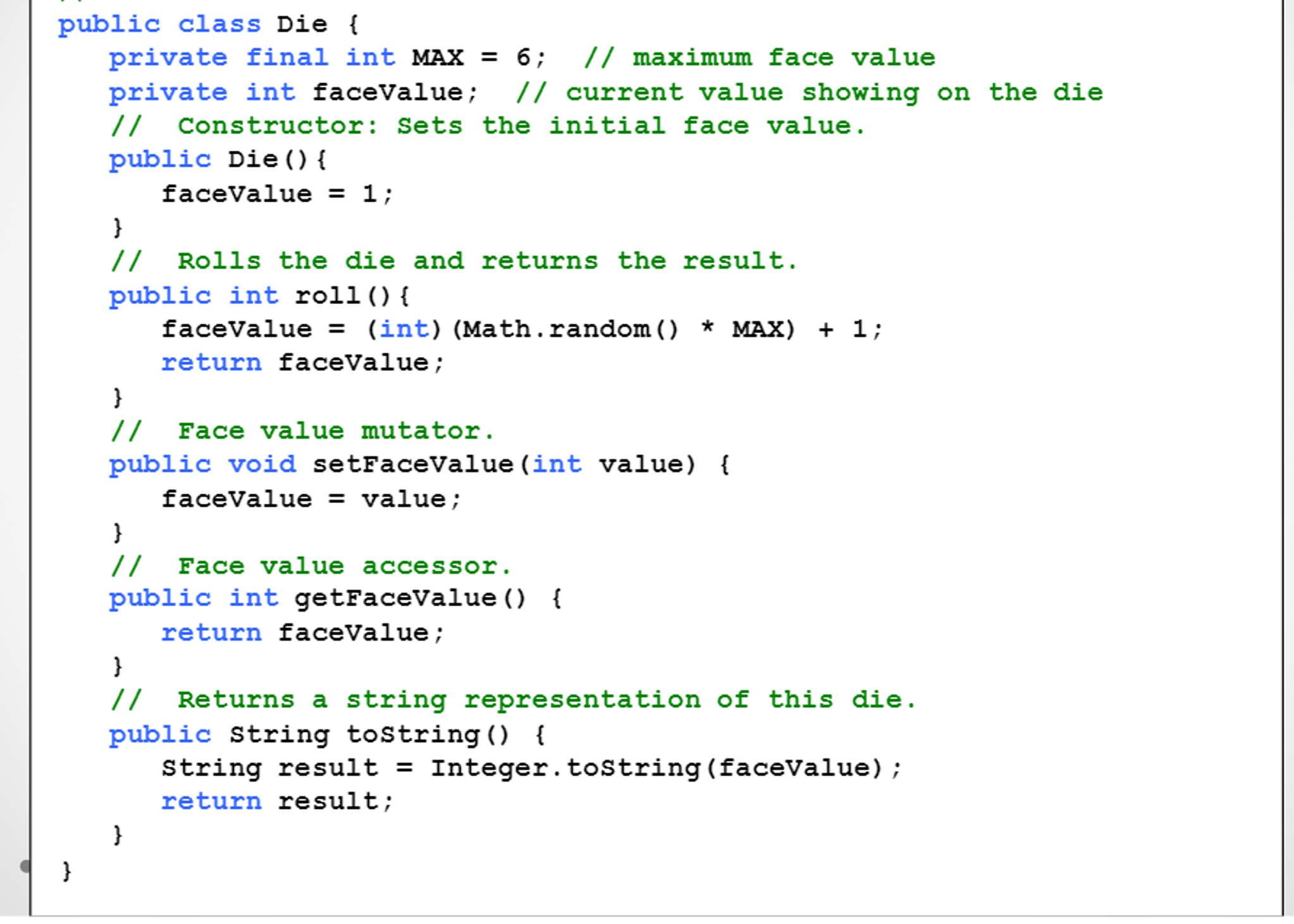 Solved Die Class Using the Die class defined in slides | Chegg.com