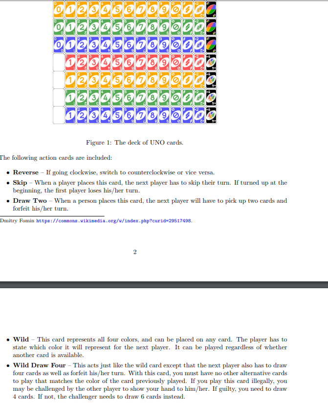 Write a C program that initilizes a deck of UNO cards | Chegg.com
