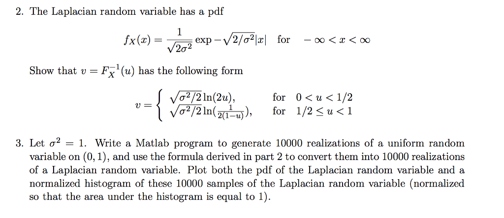 Solved 2 The Laplacian Random Variable Has A Pdf Jx20 Exp