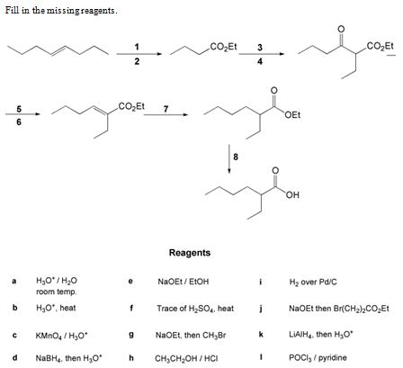 Solved Fill in themissingreagents CO2Et CO2Et 7 OEt OH | Chegg.com