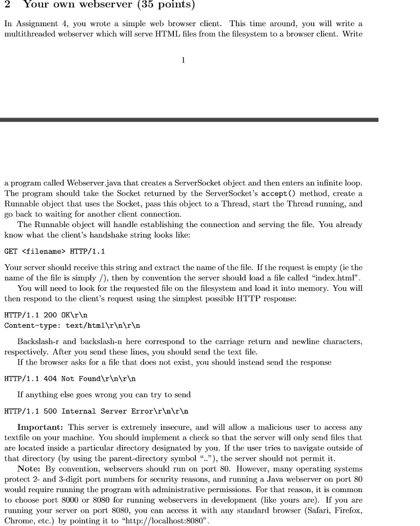 In Assignment 4, you wrote a simple web browser | Chegg.com