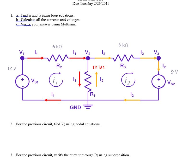 Solved Find I1 And I2 Using Loop Equations Calculate All 