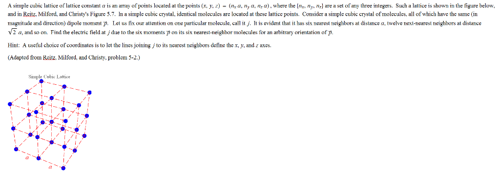 Solved A simple cubic lattice of lattice constant a is an | Chegg.com